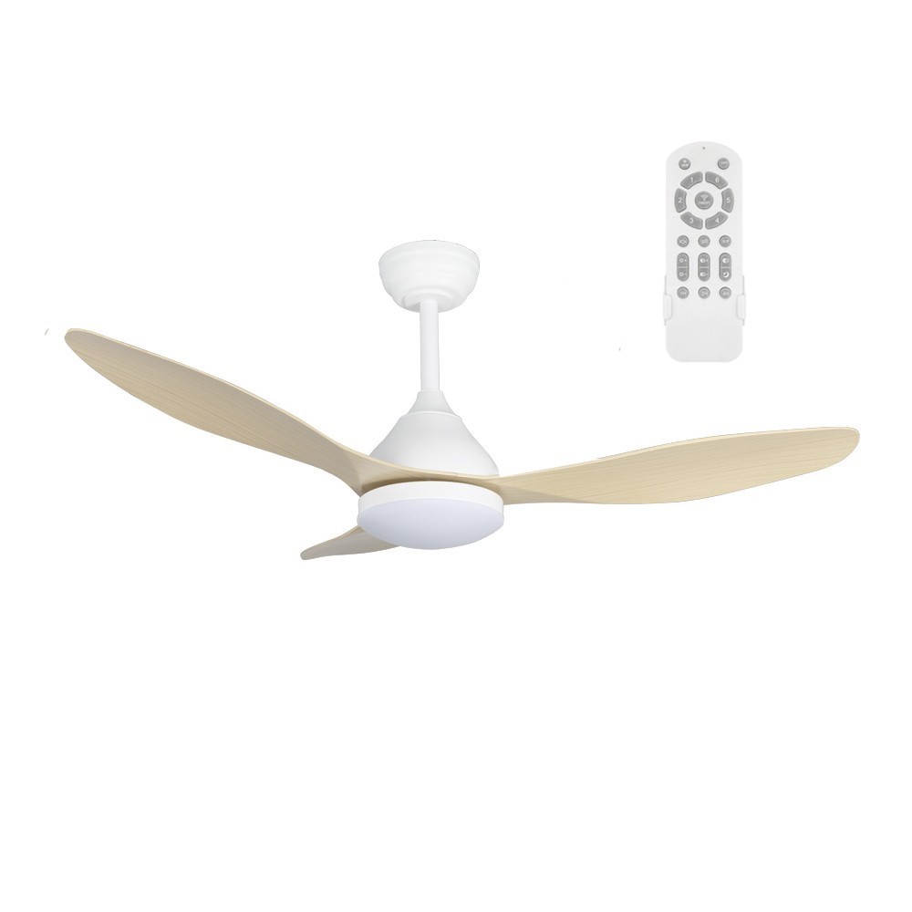 LED Ceiling Fan Cavil White+Wood CCT Dim (20W) - Wonderlamp.shop