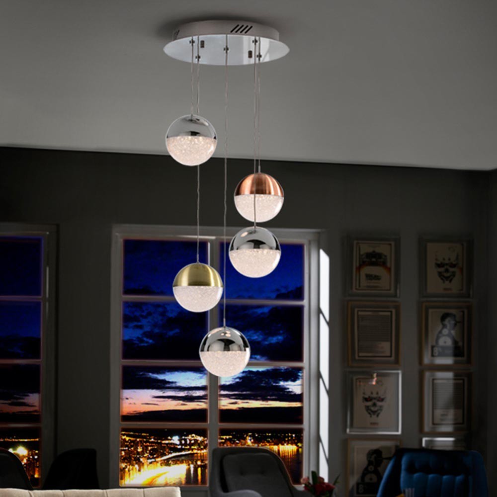 Sphere adjustable LED pendant light 5 lights