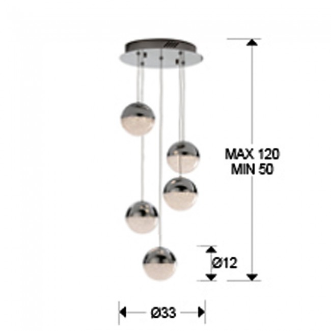 Sphere adjustable LED pendant light 5 lights